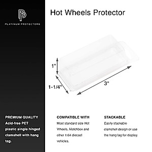 Platinum Protectors Clamshell Case for Loose Hot Wheels and Matchbox Cars (25 Pack)