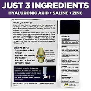 Hyalogic Hyaluronic Acid for Horses 90 Day Supply - 9oz - Easy Oral Tip Dispenser - Liquid HA Supplement for Equine Joints and Cartilage Support - Hyalun Pro - 9 oz / 296ml