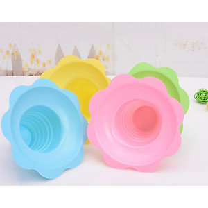 Qixivcom 60 Pack Disposable Ice Cream Cup 4oz Cone Cup Flower Shaved Smoothie Ice Bowl Flower Drip Cup Small Bowl Perfect for Cold Drink Cups for Ice Cream, Shaved Ice, Fruit Smoothie (Yellow)