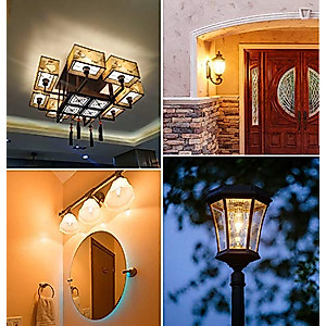 BRIMAX F15 8W Led Porch Light Bulb Outdoor, E26 Medium Base LED Post Bulb for 75W - 80W Incandescent Equivalent,Dimmable 2700K Warm White Flame Wrinkle Glass, for Ceiling Fan and Lantern Lamp, 4 Pack