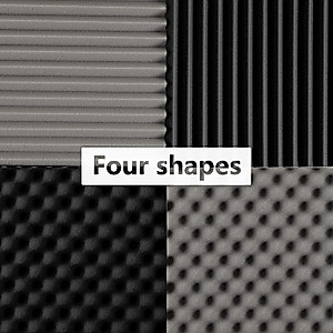 Sound Proof Foam Panels for Walls: 12 pcs Acoustic Foam Panels with Double Side Adhesive Sticker for Studio Recording Office Bedroom Home Theaters 1 X 12 X 12 Inches (Triangle Gray)