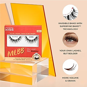 KISS My Lash But Bolder, False Eyelashes, Big Personality', 14 mm, Includes 1 Pair, Contact Lens Friendly, Easy to Apply, Reusable Strip Lashes, Glue-On