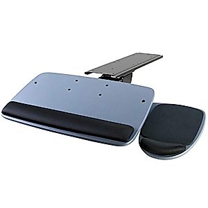 Mount-It! Under Desk Keyboard Tray, Adjustable Keyboard and Mouse Drawer Platform with Ergonomic Wrist Rest Pad, 17.25" Track (MI-7137)