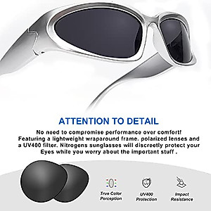 GUVIVI Wrap Around Fashion Sunglasses for Men Women 2 Pack Swift Oval Gold Sunglasses Futuristic Shades Glasses Eyeglasses