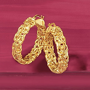 Ross-Simons 14kt Yellow Gold Byzantine Hoop Earrings