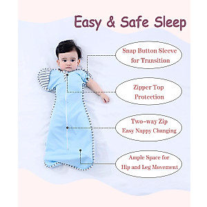 Bycc Bynn 2 Pack Sleeping Blanket Sack with High Sleeve,Transitions to Arms-Free Wearable Sleeping Bag for Baby pacify