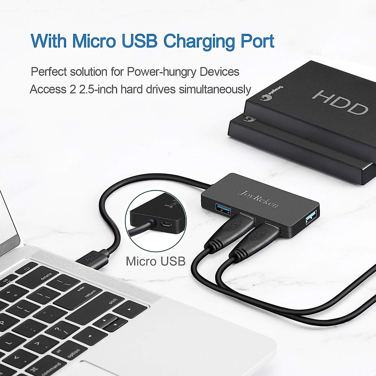 USB 3.0 Hub, JoyReken Ultra Slim 4-Port USB 3.0 Data Hub Portable Super Speed for MacBook, Mac Pro/Mini, iMac, XPS, Surface Pro, Notebook, PC, USB Flash Drives, Mobile HDD, and More[Upgraded]