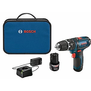 BOSCH PS130-2A 12-Volt Lithium-Ion Ultra-Compact Hammer Drill/Driver Kit, 3/8-Inch , Blue