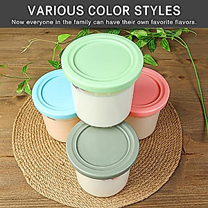 Ice Cream Pint Containers with Silicone Lids Replacement，Compatible with NC299AMZ and NC300s Series Creami Ice Cream Makers
