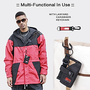 Rough Enough Key Card Holder Keychain Pouch Wallet for Men with Lanyard for Car Key FOB Cards Coins Organizer Black Cordura