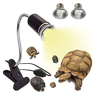 Sinroy Reptile Heat Lamp,Turtle Heating Light with Clip, 2 Pack UVA UVB Bulbs Temperature Adjustable Basking Lamp for Pet Amphibian Reptile Turtle Lizard Snake Chicken(75W,Black)