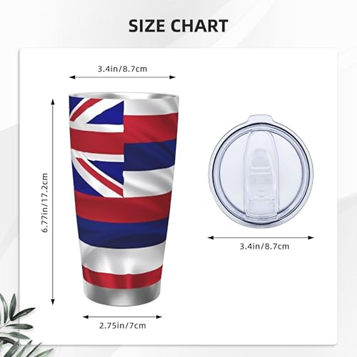 WXZYFP Car cup (single silver rim), can use a straw or drink directly, easy to use.Flag of Hawaii American