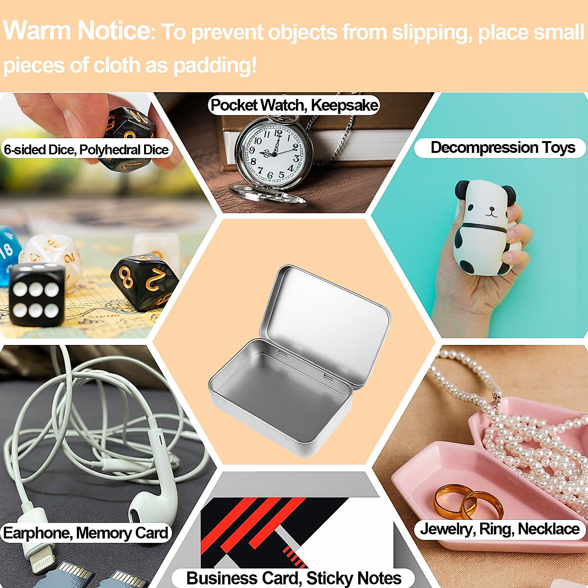 3 Pack Tin Box Containers 3.46 x 2.36 x 0.7 Inch Rectangular Metal Tin Box with Lid Empty Hinged Tins Box Containers Metal Storage Box with Hinge Lids for Home Organizer Storage Candy Jewelry, Silver