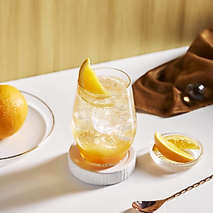 LEMONSODA High-end Sante Stemless Crystal Wine Glass Set - Big Wine Stemless Glass for Wine Tastings, Gift Sets, Party, Red Wine, White Wine - (455 mL / 15 Fluid Ounces) (Set of 6)