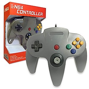 Old Skool Classic Wired Controller Joystick compatible with Nintendo 64 N64 Game System - Grey