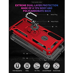 YZOK Compatible with Moto G Fast case,with HD Screen Protector,[Military Grade] Ring Car Mount Kickstand Hybrid Hard PC Soft TPU Shockproof Protective Case for Motorola Moto G Fast (Red)