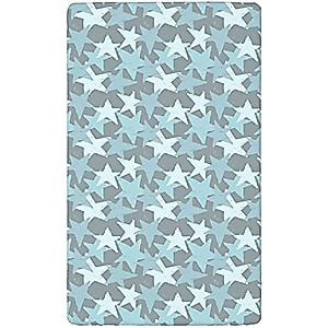 Star Themed Fitted Mini Crib Sheets,Portable Mini Crib Sheets Soft & Stretchy Fitted Crib Sheet-Crib Mattress Sheet or Toddler Bed Sheet,24“ x38“,Seafoam and Baby Blue