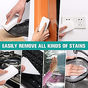 Mr White 4X Stronger Magic Eraser Sponge,25-Pack, Cleaning Brush,Cleaning Sponge,Multi-Purpose Power Scrub, Household Cleaning,Melamine Foam, Office & Indus. Boat Scuff Eraser,Esponja Kitchen, Bath