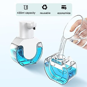 EKDJKK Automatic Foaming Soap Dispenser, 4 Level Adjustable Rechargeable Smart soap Dispenser, 14.5oz/430ml Wall Mount Touchless Hand Soap Dispenser for Bathroom Countertop, Kitchen(Foam)