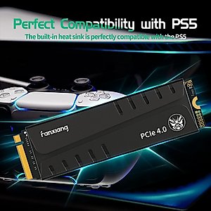 fanxiang S770 1TB NVMe M.2 SSD for PS5 - with Heatsink and DRAM, Up to 7300MB/s, PCIe 4.0, Suitable for Playstation 5 Memory Expansion, Game Enthusiasts, IT Professionals
