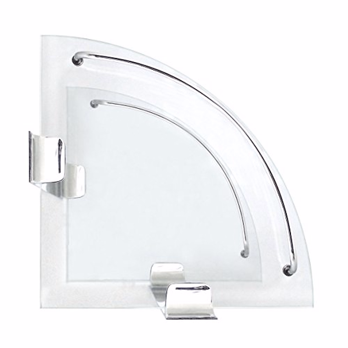 MODONA Double Corner Glass Shelf with Rail – Polished Chrome – 5 Year Warrantee