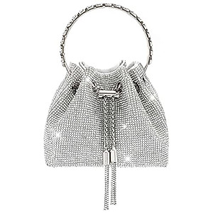 Yokawe Women's Crystals Evening Bag Bling Rhinestone Clutch Purses Silver Shoulder Bag Crossbody Bags Wedding Club Party Prom Handbags