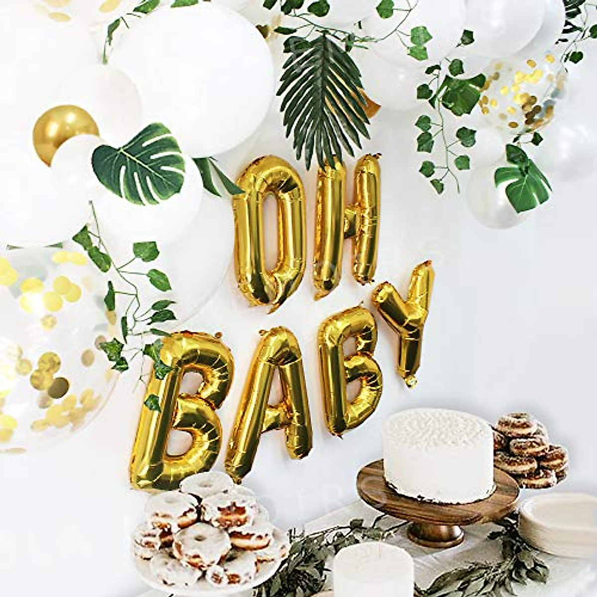 Ola Memoirs Greenery Baby Shower Decorations, Boho Neutral Oh Baby Balloon Garland Arch, Faux Greenery Ivy Leaf Vines, Backdrop Decor for boy and girl, Sweet Decoration Jungle Safari Woodland Theme