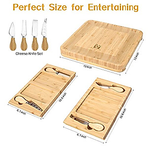 Vestaware Charcuterie Boards, Large Charcuterie Board Set, Bamboo Cheese Board and Knife Set, Wedding Gifts, House Warming Gifts New Home, Serving Ttrays for Party