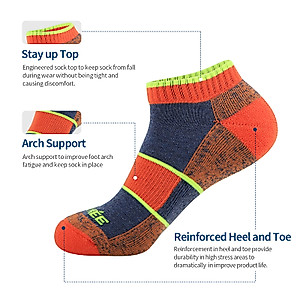 JOYNÉE Mens Low Cut Athletic Cushion Socks Comfort Running Ankle Socks with Moisture Wicking 6 Pack