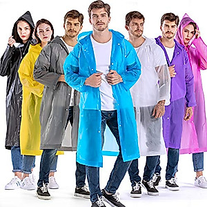 Rain Ponchos for Adults Reusable - Hooded Raincoats for Men Survival Heavy Duty Military Impermeable Rain Coat (Grey)