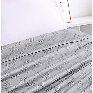 Utopia Bedding 100% Cotton Blanket (Throw Size - 60x50 Inches) 350GSM Lightweight Thermal Blanket, Soft Breathable Blanket for All Seasons (Cool Grey)
