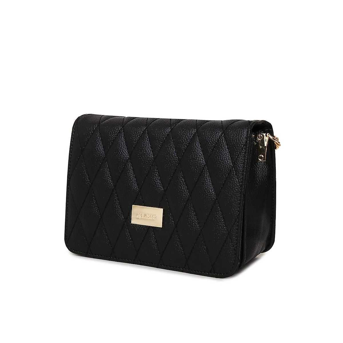 KLEIO Women's Quilted Vibrant Cross Body Sling Hand Bag For Medium Black
