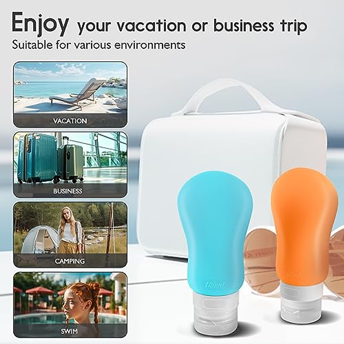 Moneybility 18 Pack 3.4oz Travel Bottles Set for Toiletries,TSA Approved Leak Proof Silicone Squeezable Containers for Toiletries,Conditioner, Shampoo, Lotion & Body Wash Accessories(Purple)