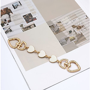 Anbys Bag Extender Chain Purse Extender Hearts Shape Replacement Purse Strap Extender Bag Charms for Purse Handbags Cross Body Bag(White)