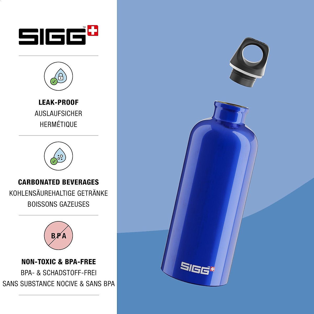 SIGG - Aluminum Water Bottle - Traveller - Made in Switzerland - Carbonated Drinks - Recycled - BPA-Free - 20Oz / 34Oz
