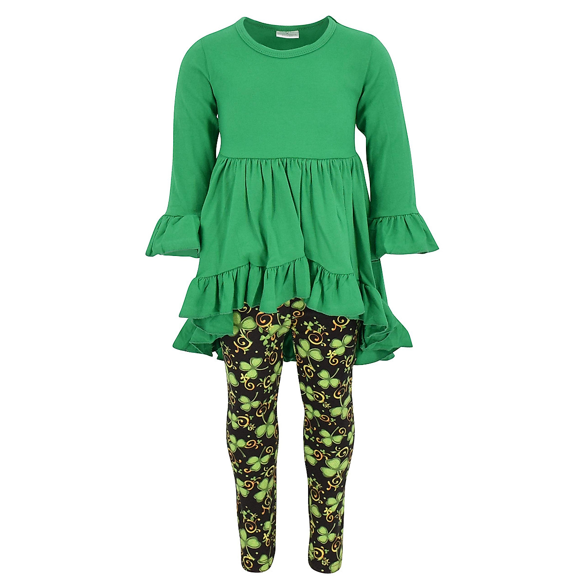Unique Baby Girls St Patrick's Day Luck of the Irish Legging Set (10/5XL, Green)