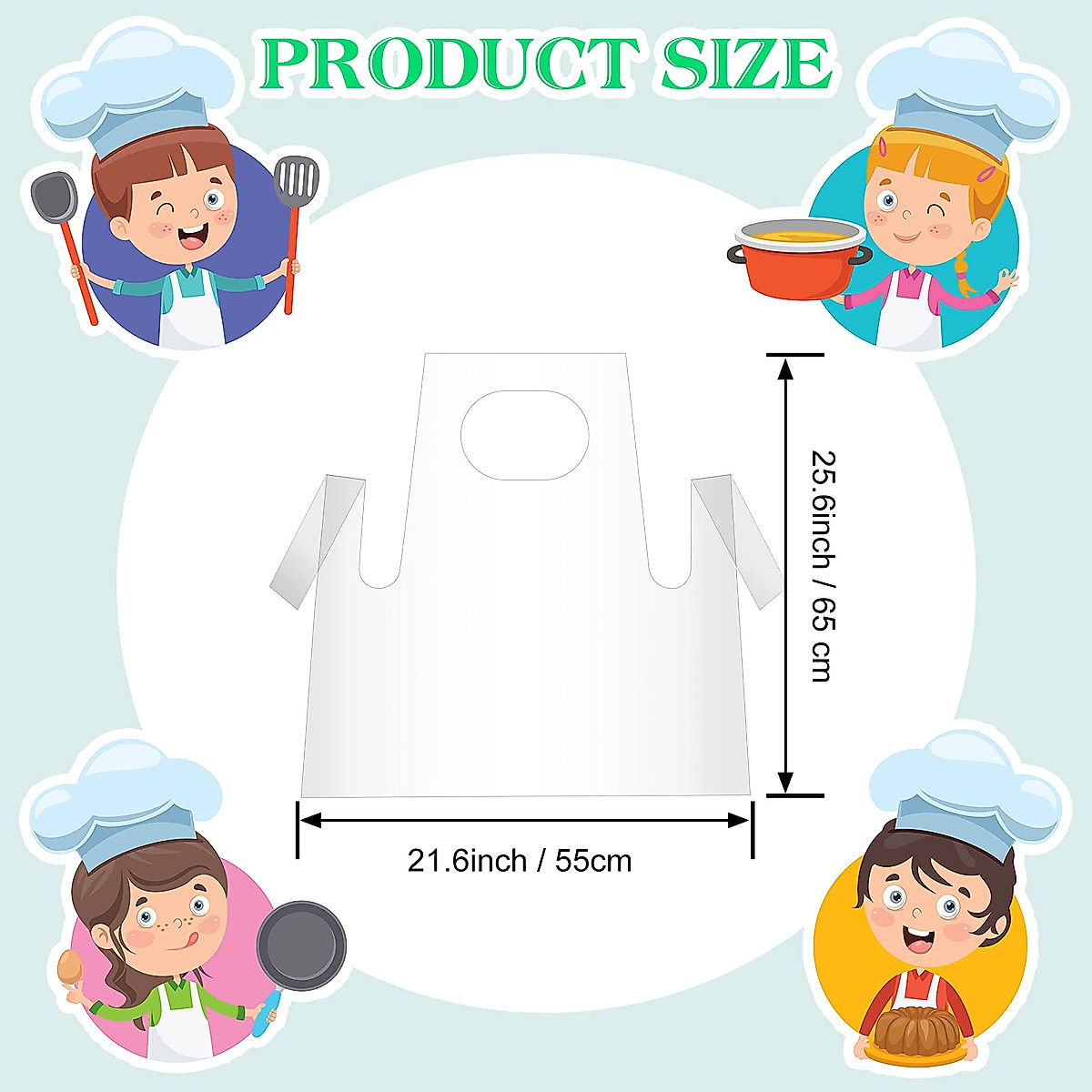 SATINIOR 50 Pieces Disposable Aprons Plastic Aprons for Kids Waterproof Oil Proof Small Clear Polythene Children Cooking Apron for Painting Cooking Eating Teaching DIY Craft Picnic