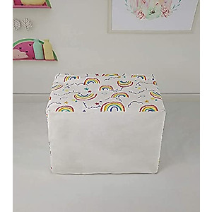 HUAYEE Colorful Rainbow Rectangular Storage Bin Shelf Basket Canvas Fabric Toy Box,Waterproof Coating Nursery Hamper with Handles,Gift Basket for Home,Office,Clothes,Books(Rainbow)