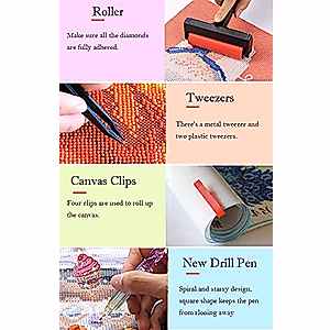 SanerDirect 104pcs Diamond Painting Tool kit, Diamond Art Accessories Kit with Big Trays & Light pens, 28 girds Storage Box for DIY Craft