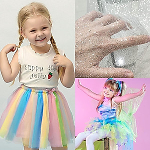 Sparkling Tulle Ribbon Roll Glitter Sequin Tulle Roll Mesh Baby Shower DIY Gift Handicraft Tutu Skirt Party Chair Sash Wedding Party Decoration 25 Yards*6 inches(15cm) (Light Yellow)