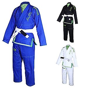 Twister Women Brazilian Jiu Jitsu Gi Preshrunk Premium Quality Fabric Comes with White Belts & Gi Bag… (W1, Blue)