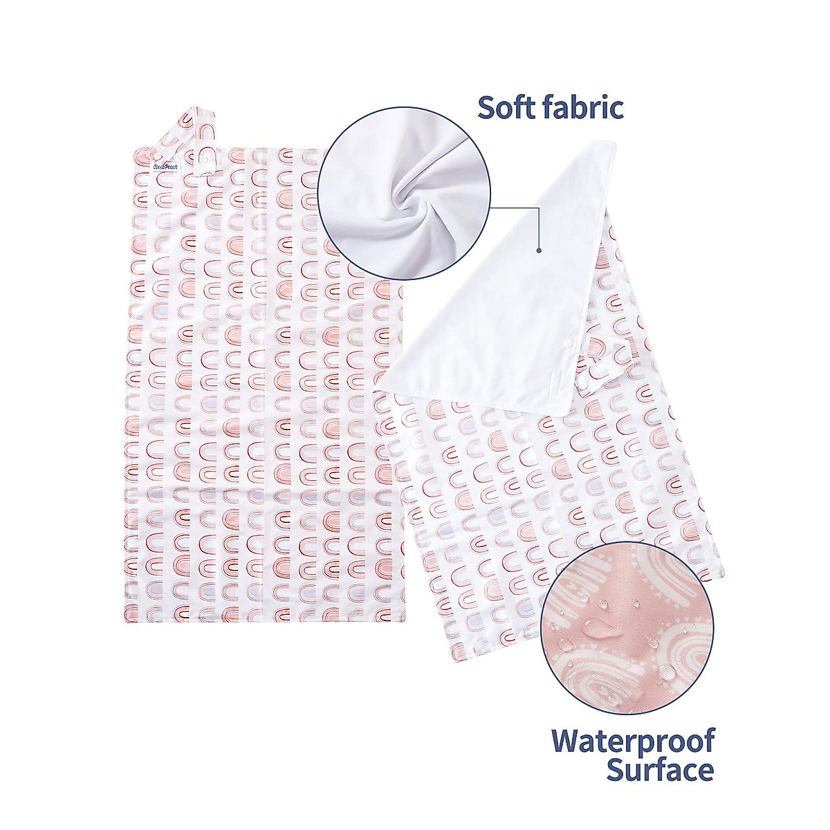 Baby Diaper Changing Pad Wipeable Portable Changing Pad, Foldable Travel Changing Mat for Baby, Newborns Toddlers Shower Gifts 2Pack（Rainbow, 16"x27.5")