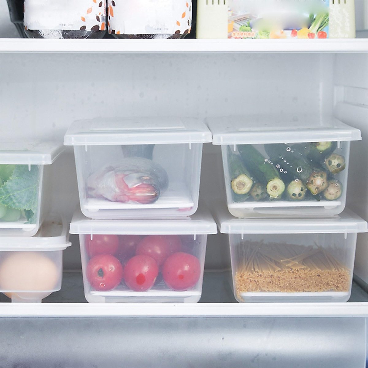 TERNCOEW Stackable Fruit Storage Containers For Fridge Removable Drain Tray Containers With Drain Tray Keep For For Veggie Large Glass Food Storage Containers