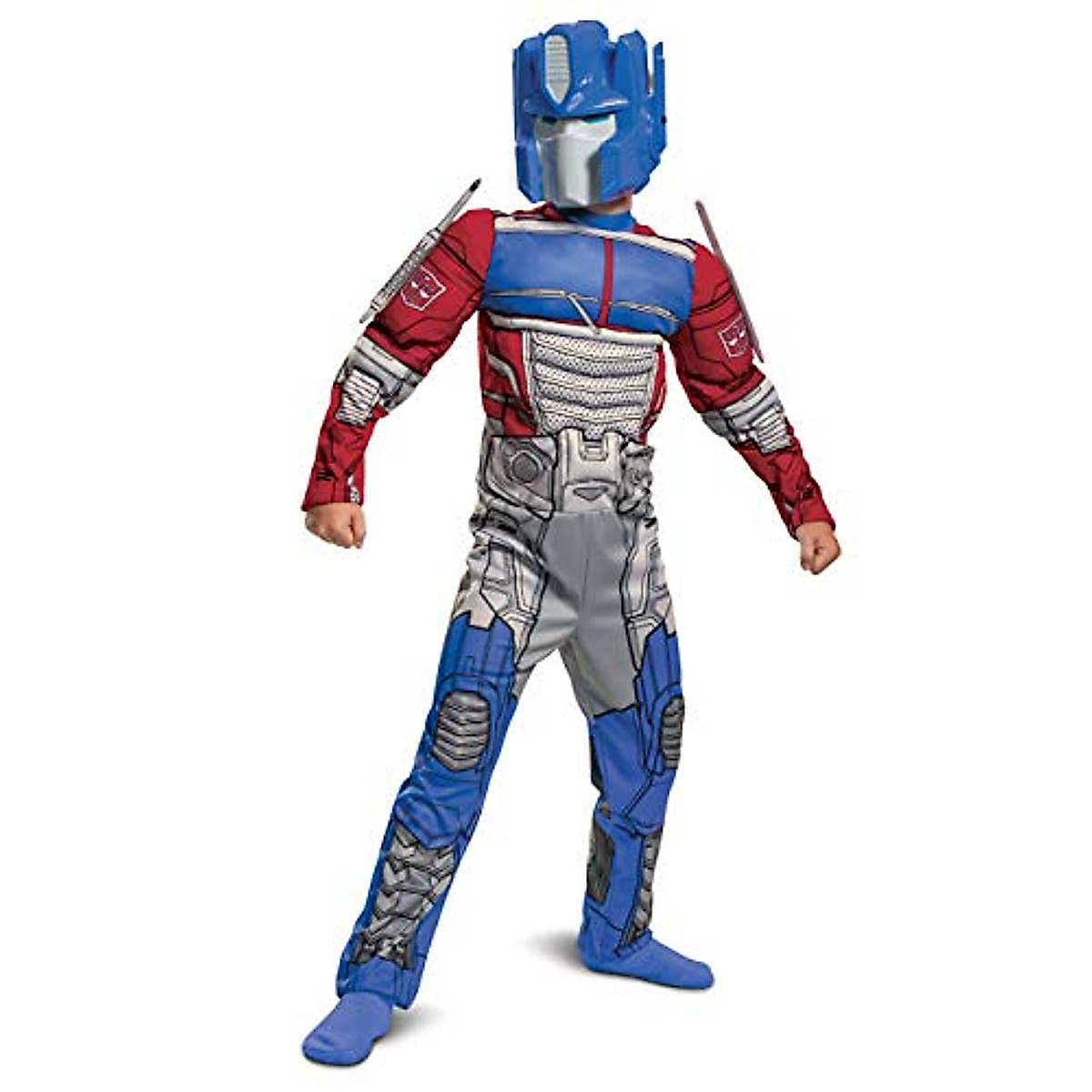 Disguise Optimus Prime Costume, Muscle Transformer Costumes for Boys, Padded Character Jumpsuit, Kids Size Small (4-6) Blue & Red