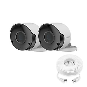 Wisenet SDC-89445BF 5MP CCTV Surveillance Weatherproof Bullet Security Camera 82ft IR Distance Plastic Housing 3.6mm Lens 104° Wide Angle (Double Pack)