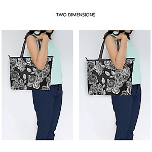 Women Shoulder Handbag White Skull Rose Paisley Tote Bag Top Handle Bag L
