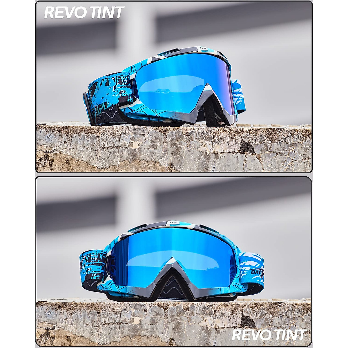 BATFOX Ski Goggles for Men Women Snowboard Goggles Snow Goggles for Men Snowboarding Youth UV400 OTG Dust-proof Anti-Slip Strap (REVO Tint)