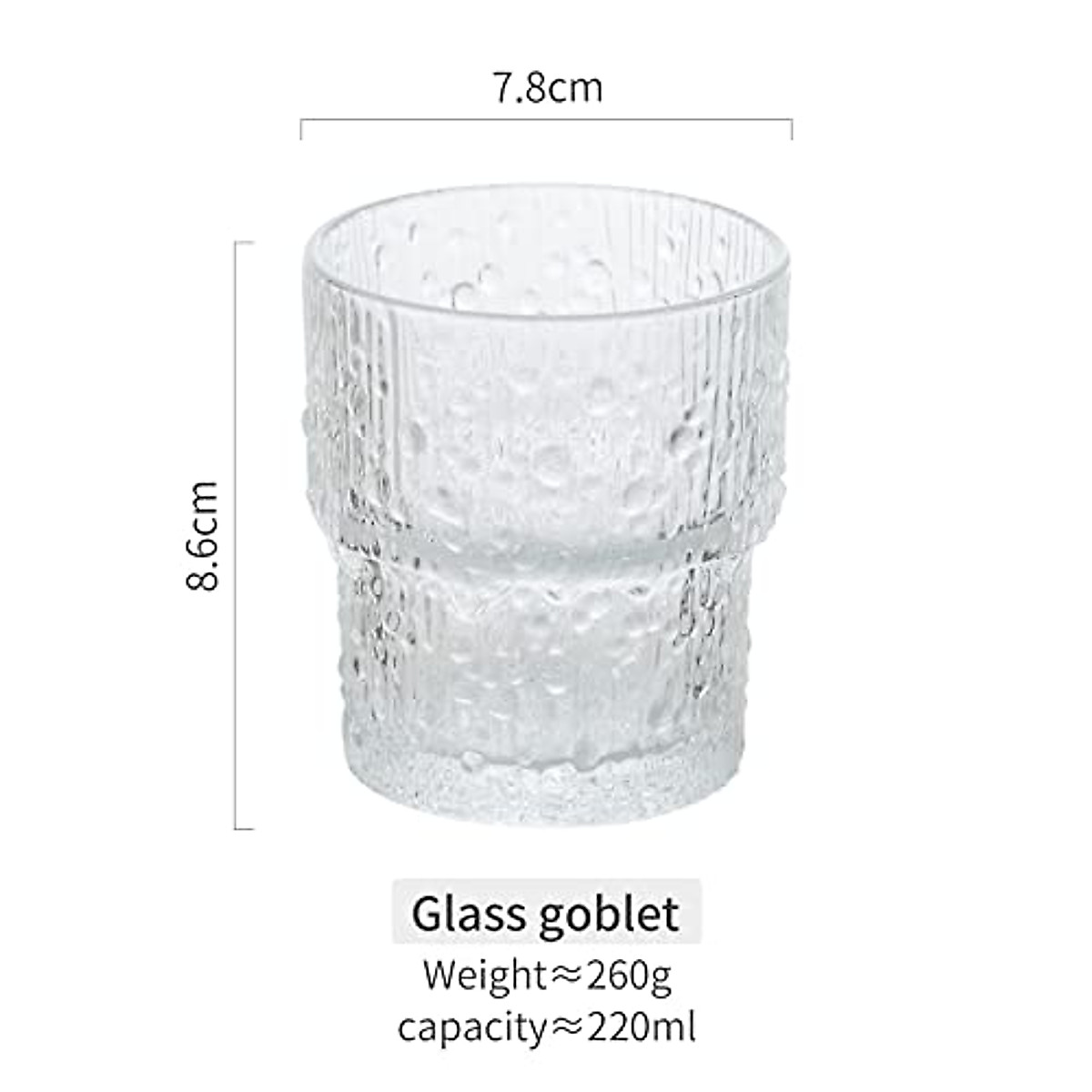 Glass Cups Old Fashioned Glasses Set of 2, Raindrop Origami Style Rocks Cocktail Glasses, Ripple Vintage Glassware Set for Bar Beverages, Ice Coffee, Whiskey, 220ml, In Gift Box