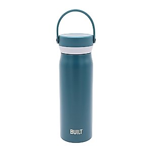 BUILT Cascade Double Wall Vacuum Insulated Stainless Steel Wide Mouth Water Bottle with Comfort Grip and Carry Handle Lid, 20 ounces