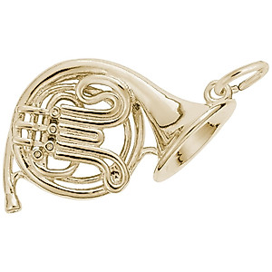 French Horn Charm In 14k Yellow Gold, Charms for Bracelets and Necklaces